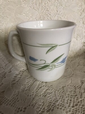 Blue Wreath Corelle Corning Coffee Tea Cup Mug Blue Flowers | eBay