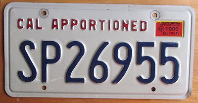 California 1995 APPORTIONED License Plate HIGH QUALITY # SP26955 | eBay