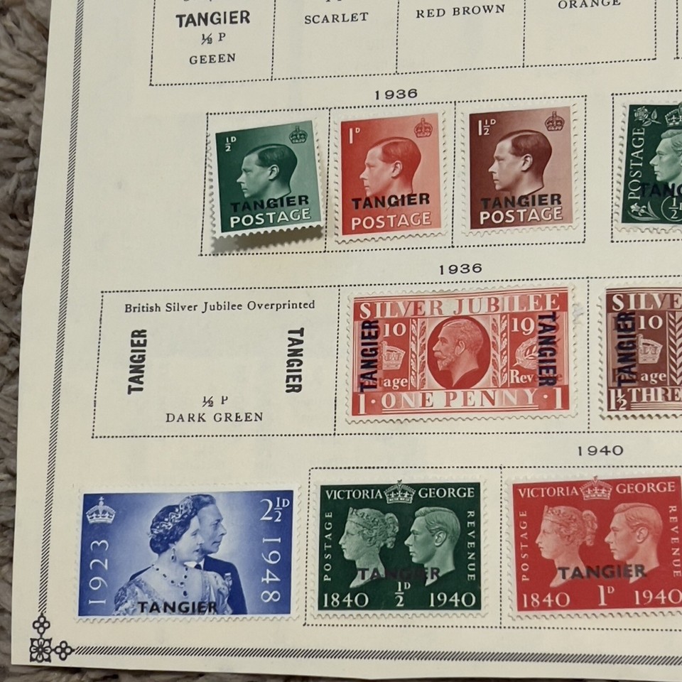 1907-1940 BRITAIN OFFICES IN MOROCCO AND TANGIER M&U STAMP LOT ON ALBUM ...