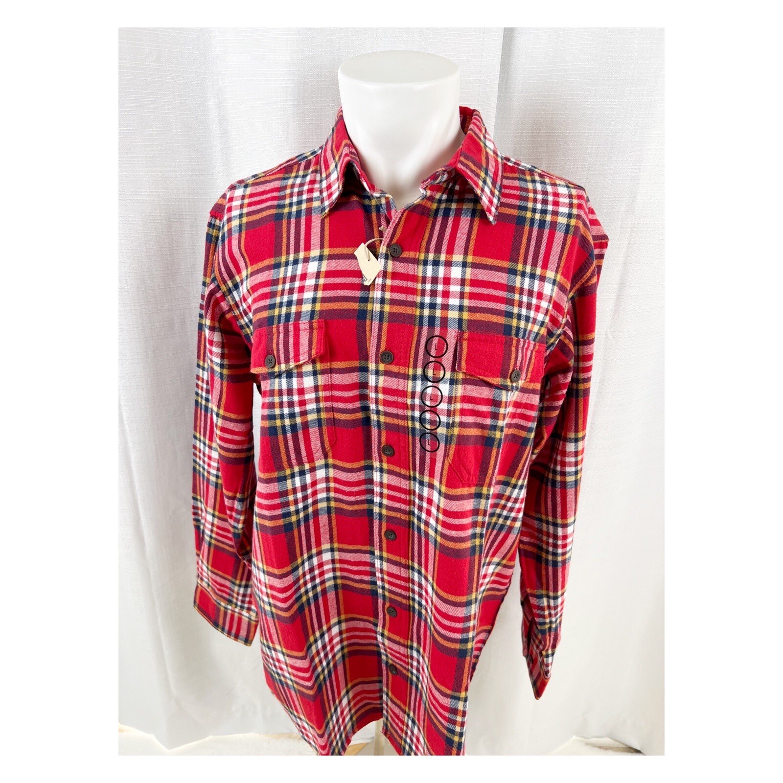Red Head Mens Long Sleeve Button Down Flannel Shirt Large Plaid Striped Cotton | eBay