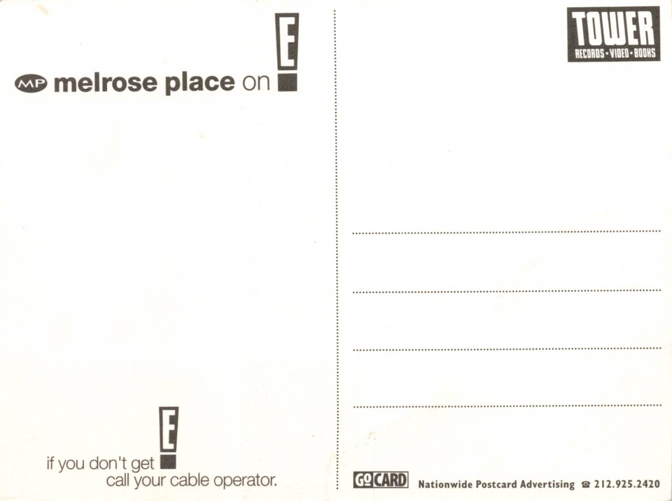 Postcard Tower Records Melrose Place E! Entertainment Network Heather ...