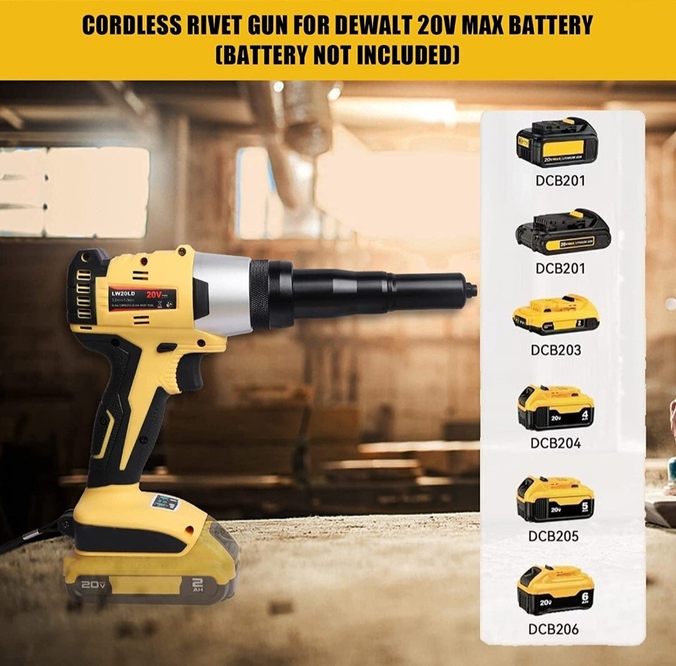 Mellif Cordless Brushless Rivet Gun for Dewalt 20V Max Blind Riveter ...