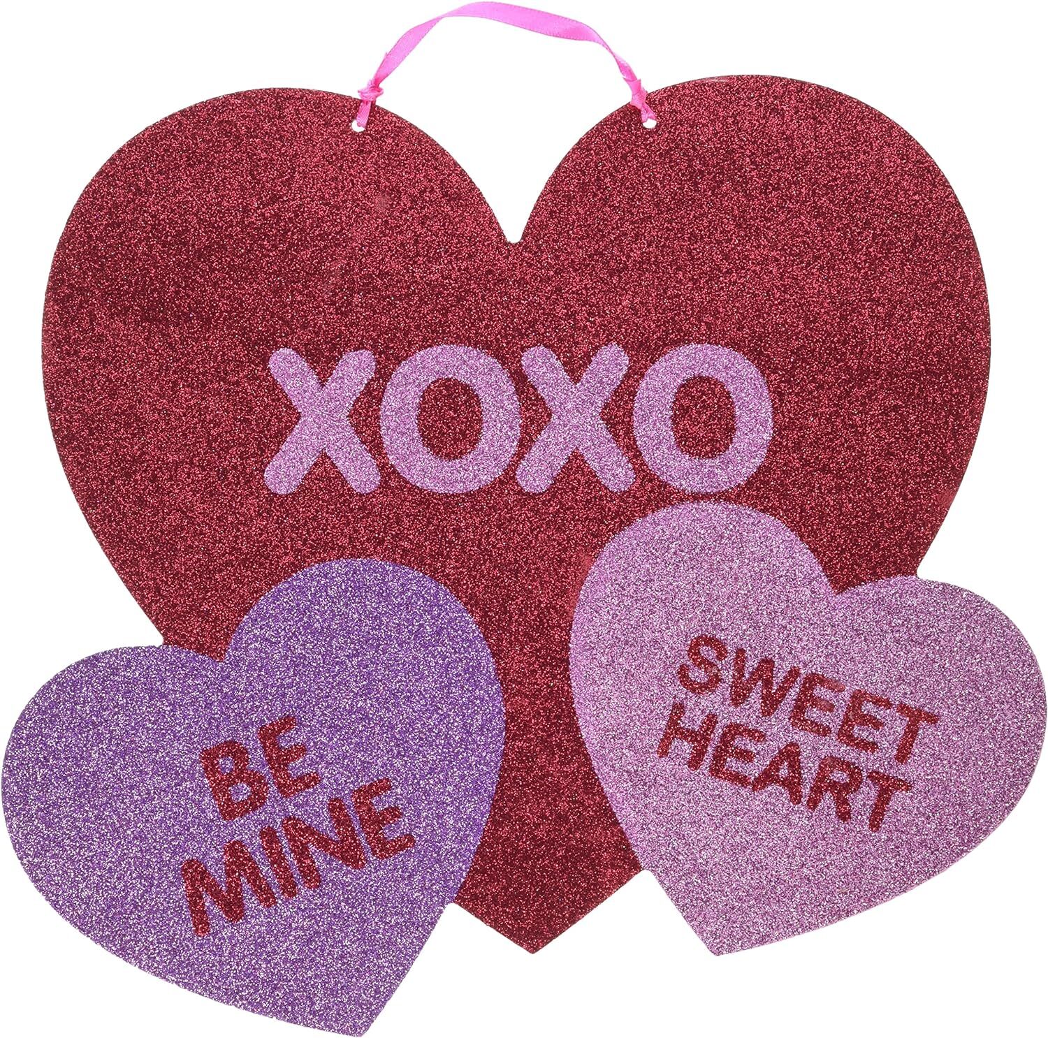 XOXO Candy Hearts Valentine's Day Holiday Theme Party Glitter Sign ...