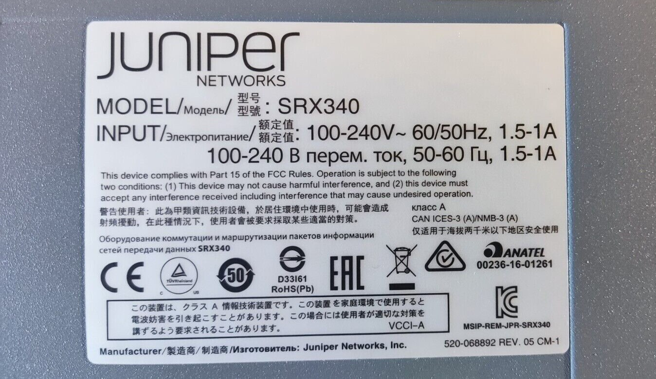 Juniper Networks SRX340 16-Port Enterprise Services Gateway for sale ...