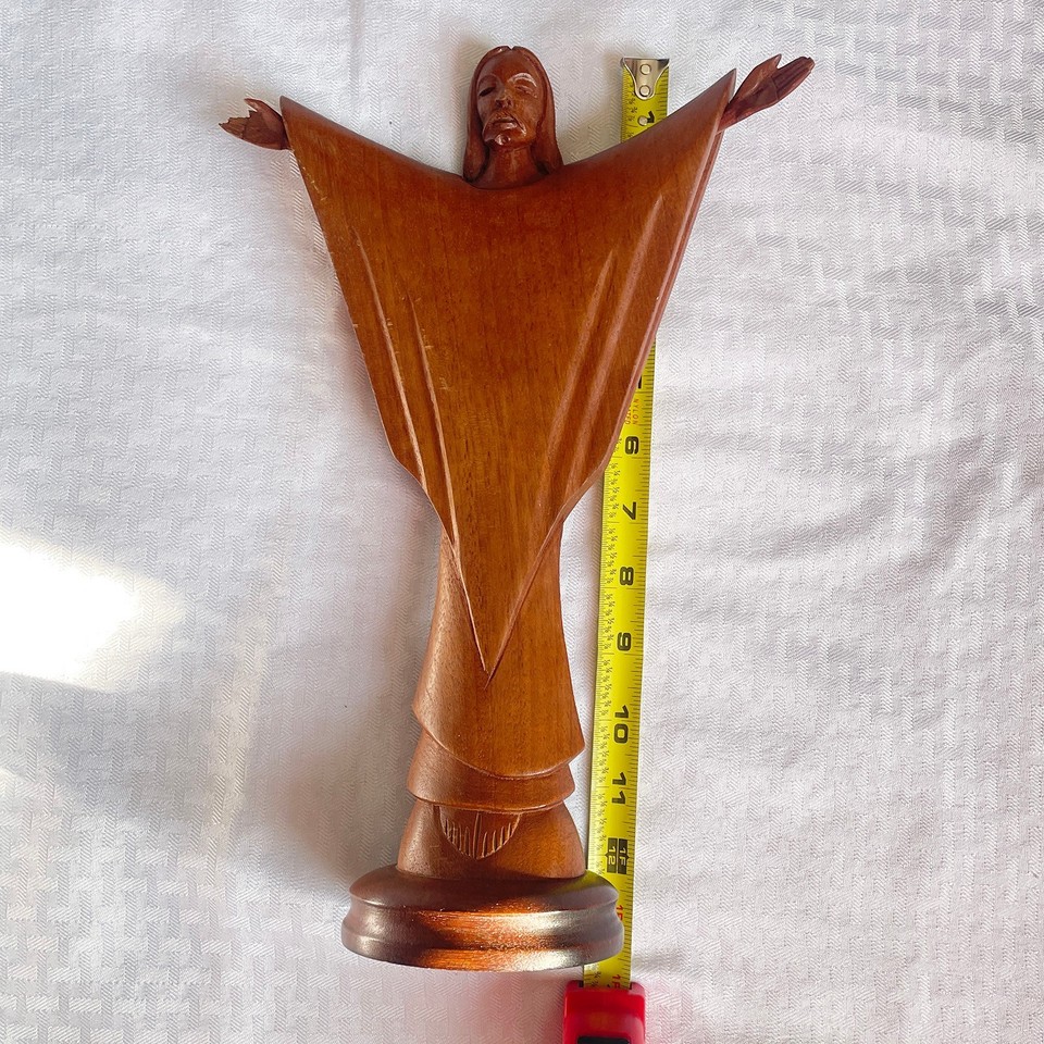 J. Pinal, Jesus Statue, Folk Art, Mexican Wood Carving, Mid-Century ...