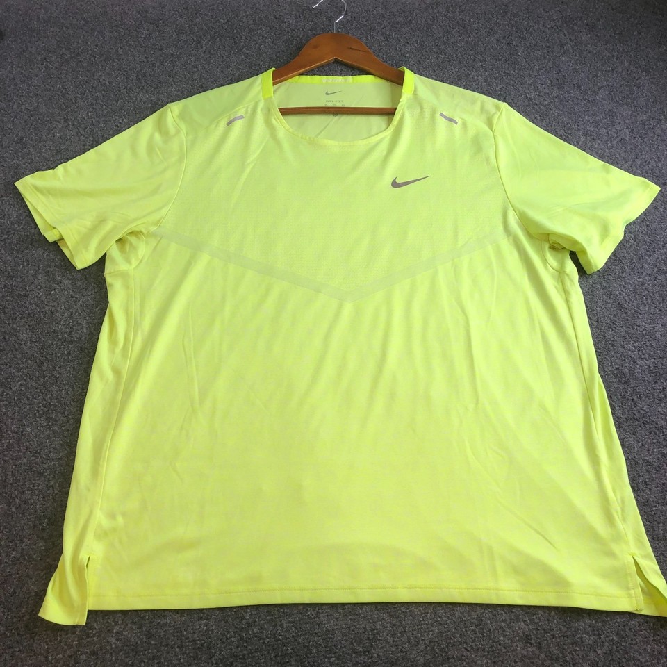 Nike Rise Shirt Mens Extra Large Neon Green Hi Vis Reflective Running ...