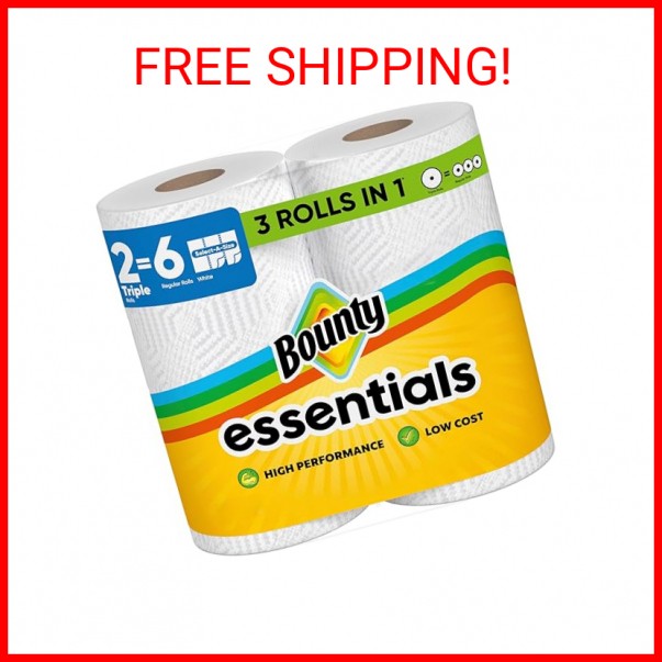 Bounty Essentials Select-A-Size Paper Towels, White 2 Double Rolls = 4 ...