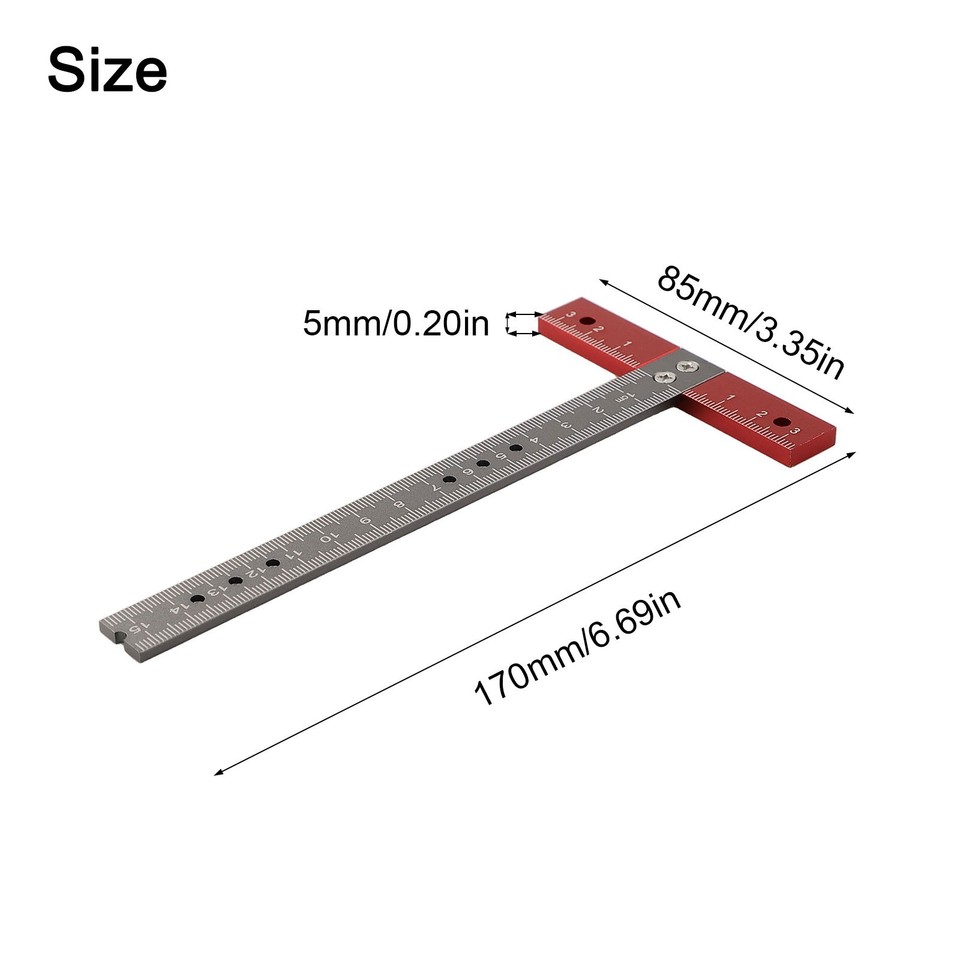 For Carpentry T Shaped Square Ruler Aluminum Alloy for DIY Small Tasks ...