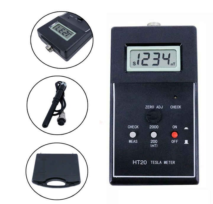 Portable Tesla Meter Gauss Meter LCD Display 3 1/ digits Range 0.1mT ...