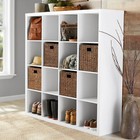 Solid White Wooden 16 Cube Bookcase Storage Organizer Office Shelving ...