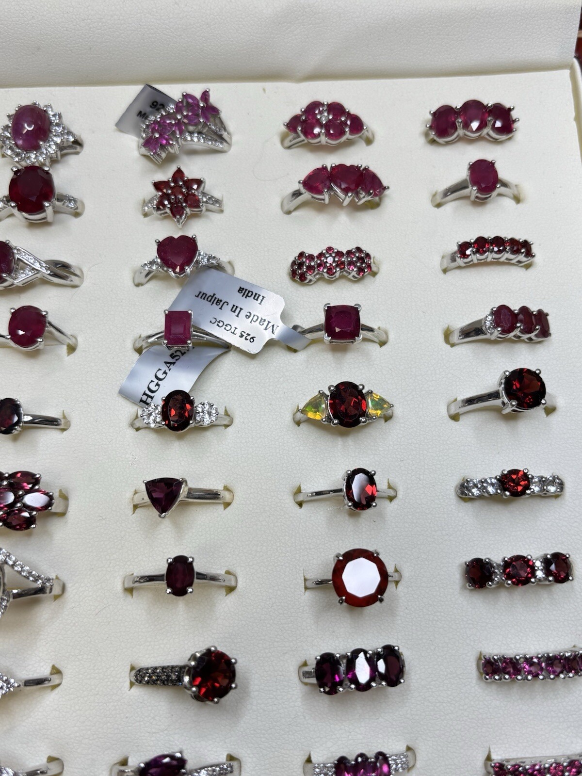 (50) .925 Sterling Silver Ring Lot! 171.8g Gemstones Garnet Ruby ...