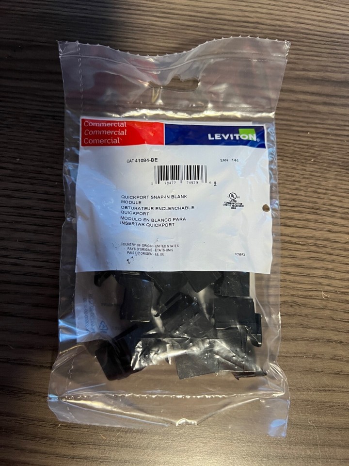 LEVITON 41084-BE QUICKPORT SNAP-IN BLANK LOT OF 50 Black New in Package ...