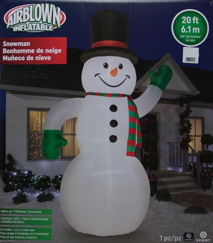 Gemmy Christmas 20 ft Colossal Size Waving Snowman Airblown Inflatable ...