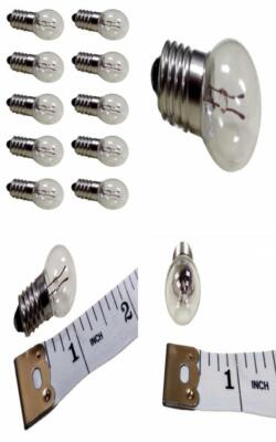 Pack of 10 E10 Miniature Screw Base Light Bulbs, 6.3V / 0.5A, 6 Volt ...