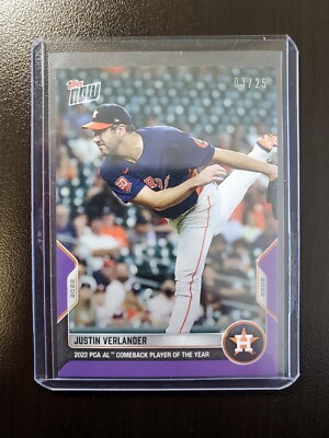 2022 Topps Now Baseball- JUSTIN VERLANDER, 3/25 PURPLE Player of the ...