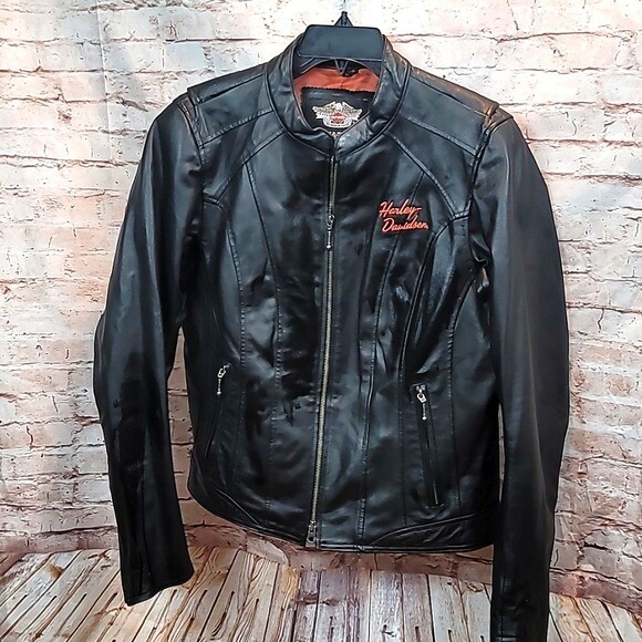 Harley davidson leather riding motorcycle jacket wome… - Gem