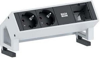 Bachmann 902.403 DESK2 - 2xSchuko & 1xEmpty Power strip ALU L: 197mm w ...