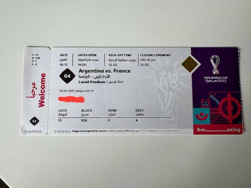 FIFA world cup 2022 final ticket. Argentina vs France | eBay