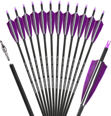 30 Inch Archery Carbon Arrows Hunting Arrows with 4” Turkey Feather ...