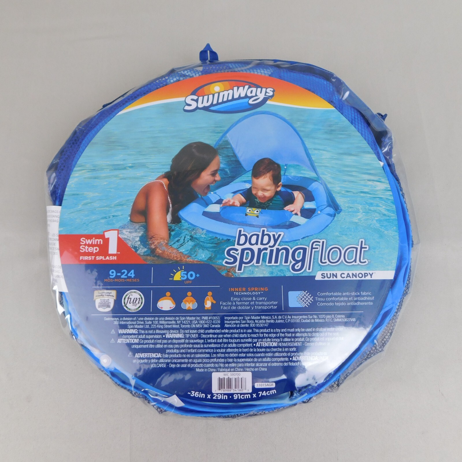 Swimways Baby Spring Float Pool Inflatable Swim Step 1 With Sun Canopy ...