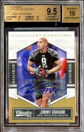 Bears #66/99 BGS 9.5 10 Rc Gold Jimmy Graham Auto 2010 Rookie Signed ...