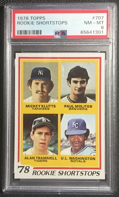 1978 Topps ROOKIE SHORTSTOPS #707 Molitor Trammell Rookie Card HOF PSA ...