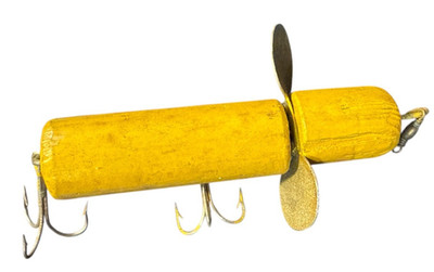 Vintage Wood Yellow Topwater Globe Prop Bait Musky Lure Surface Bait | eBay