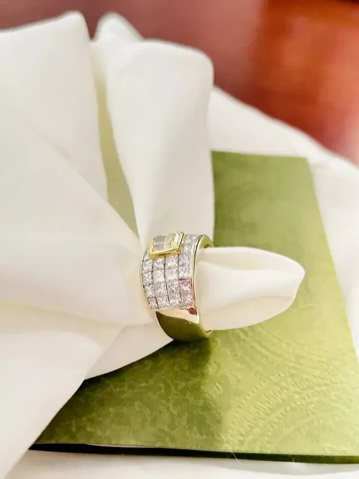 Men's Ring 3Ct Lab-Created Yellow Canary Diamond Ring 14K White Gold ...