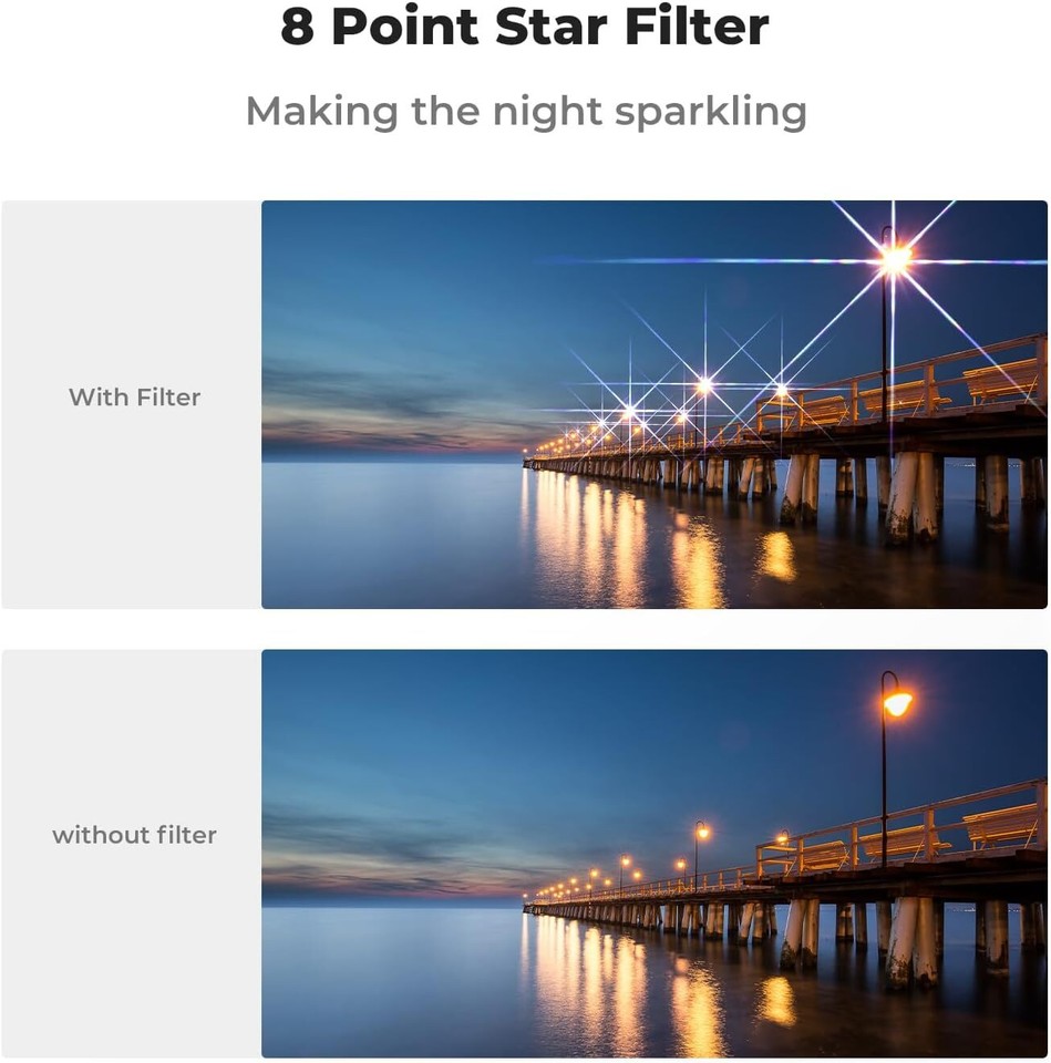 K&F Concept Star Filters 3 pcs Set 4+6+8 Points Cross Screen Starburst ...