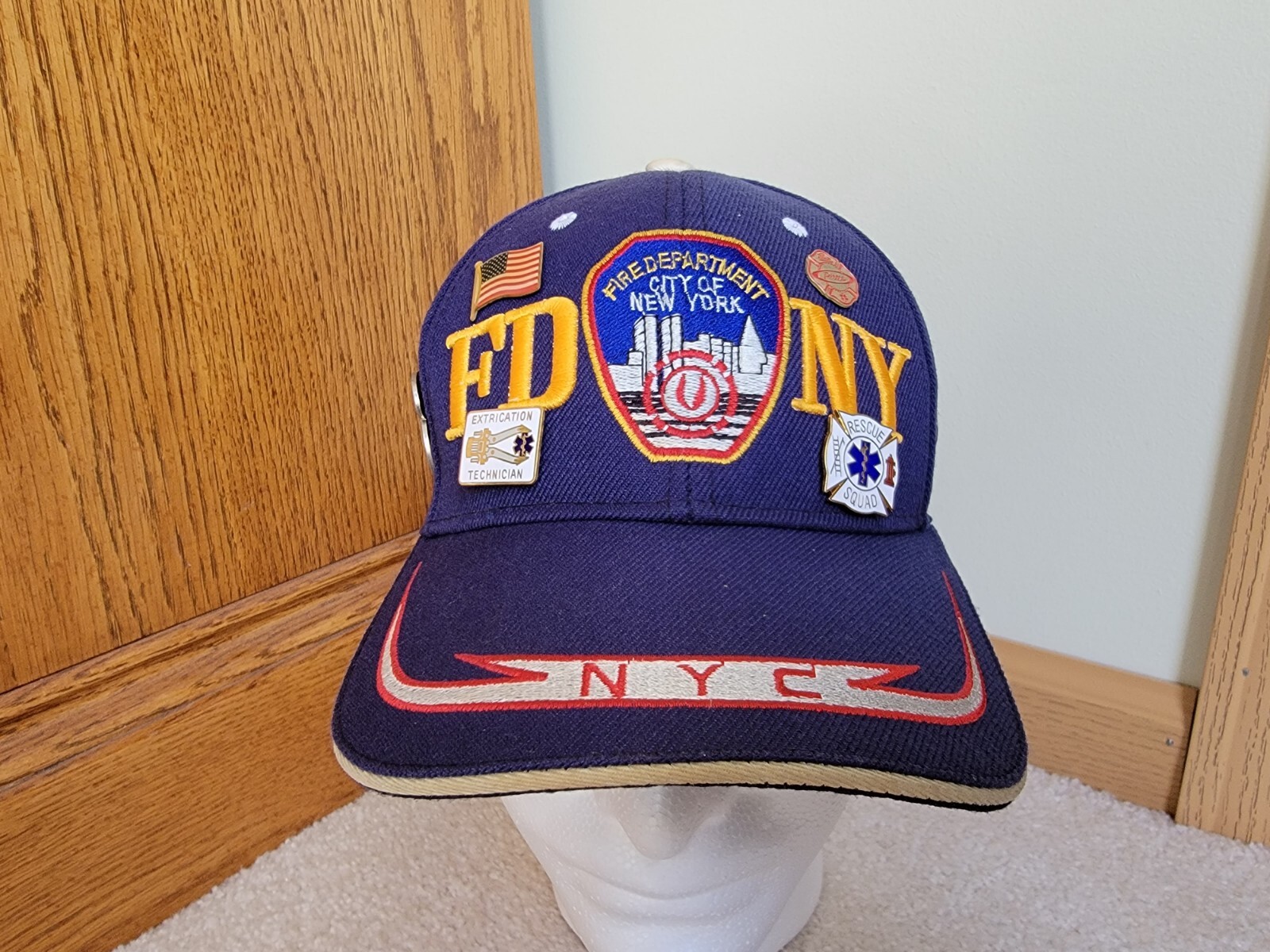 FDNY City Of New York Fire Department Blue Baseball Cap Hat With Lapel ...