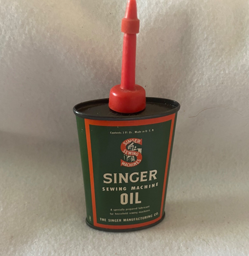 Vintage 3 Ounce Red Plastic Top Singer Sewing Machine Tin Oil Can | eBay