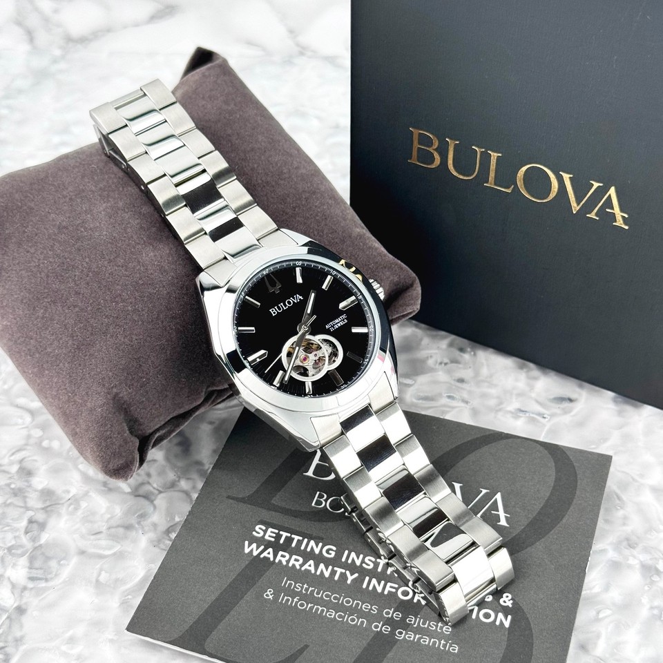 Bulova Surveyor Automatic Black Dial Silver Stainless Steel Men's Watch ...