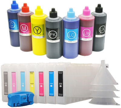 7 Refillable Cartridge+7x500 UltroChrome K3 Compatible Ink Stylus Pro ...