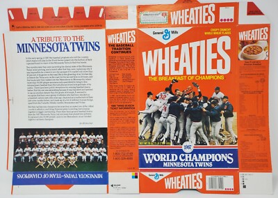 Minnesota Twins - World Champs 1987 - Wheaties Cereal Box - F/S BUF | eBay