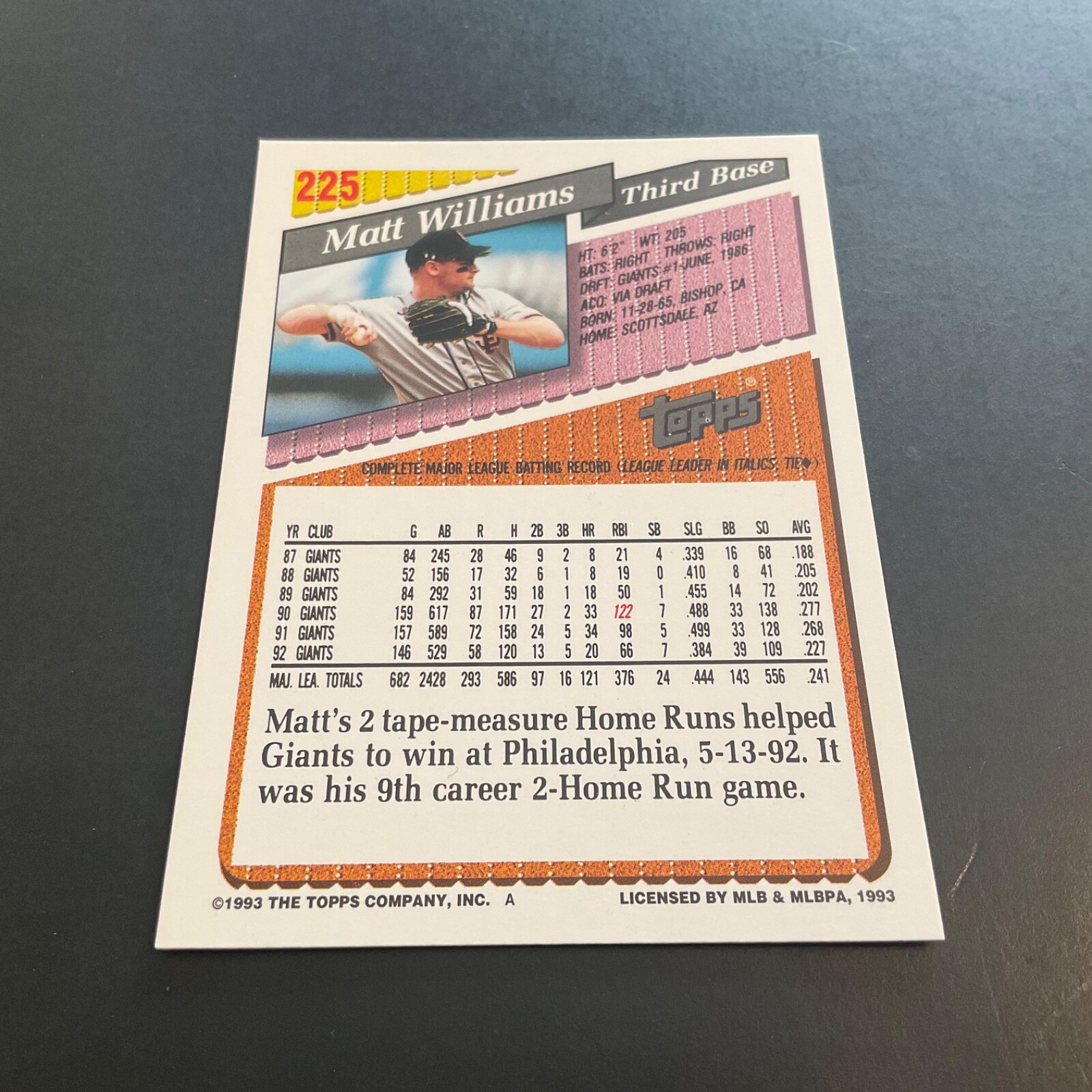 1993 Topps - Gold #225 Matt Williams for sale online | eBay