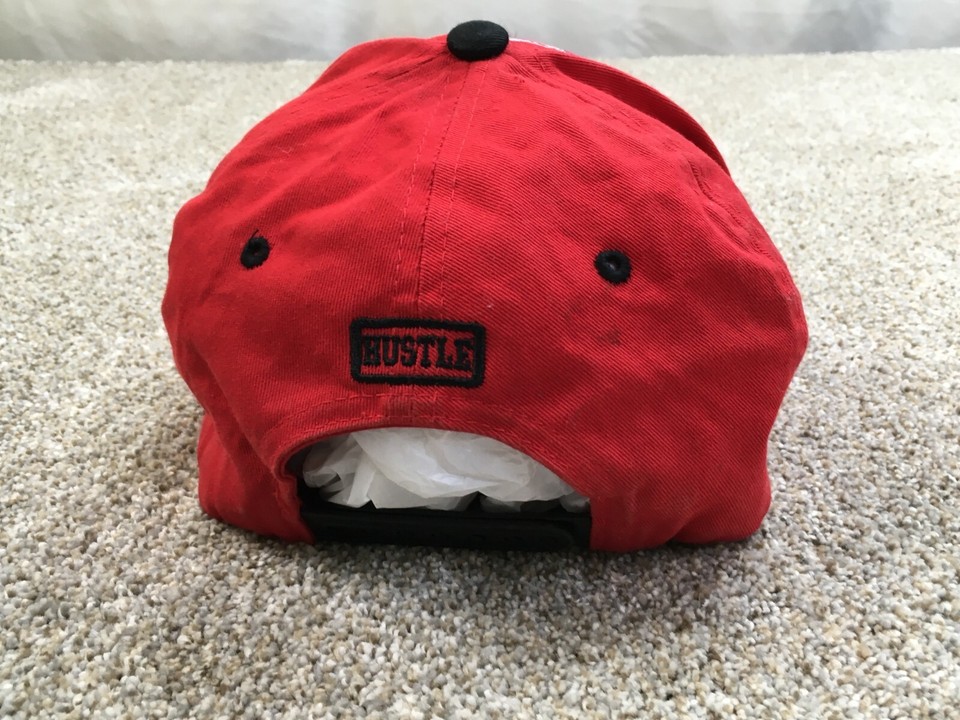 HUSTLE Hat Top Level Snapback Cap 100% Cotton Adult Red Black | eBay