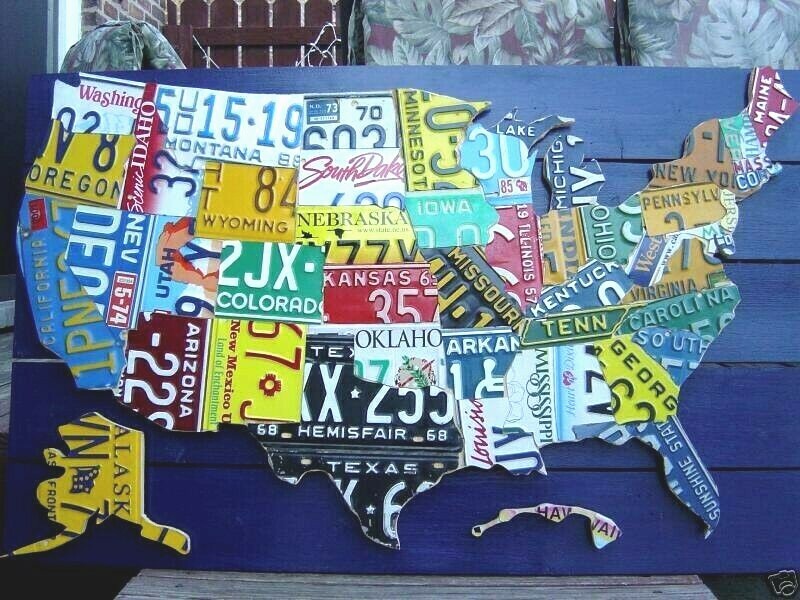 Metal License Plate Maps