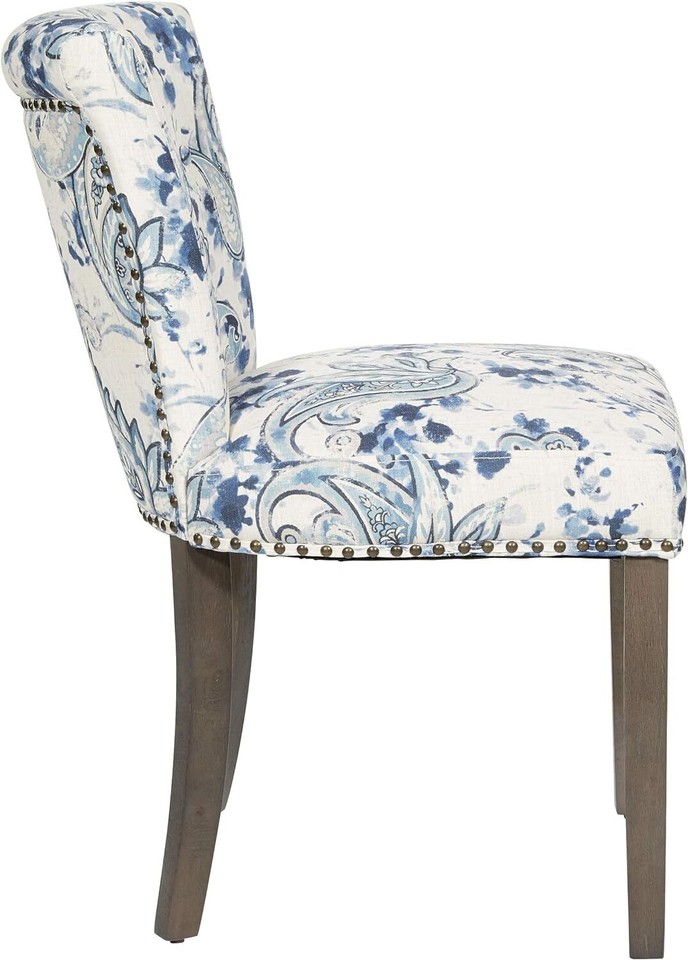 OSP Home Furnishings Kendal Dining Chair with Button Tufted Back Blue ...