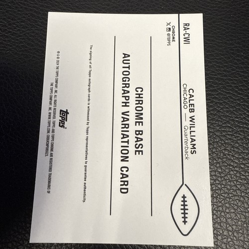 2024 Topps Chrome Variation Rookie Refractor Autograph Caleb Williams ...