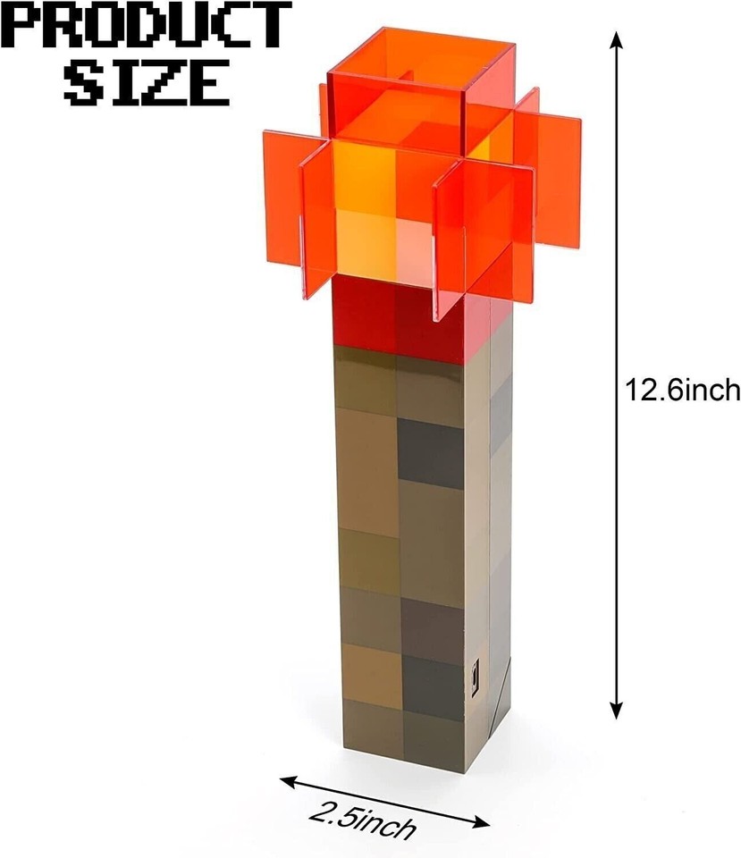 Minecraft Torch Rechargeable Portable Night Light Redstone Torch ...