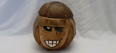 Coconut Pirate Head Vintage Hand Carved Coconut Head Hawaiian Tiki Fast ...