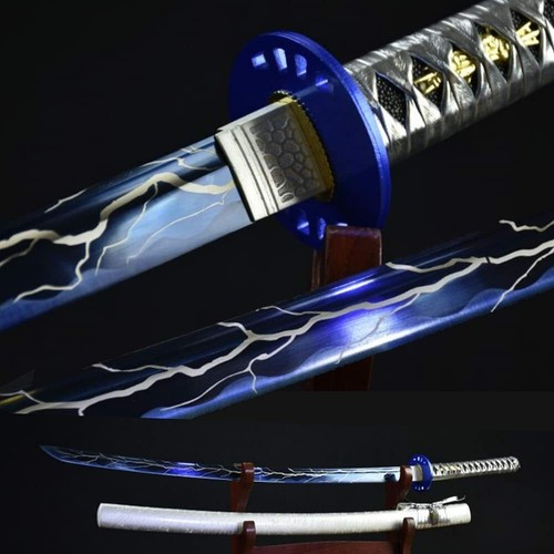 Blue Lightning Blade Samurai Sword Real Combat Sharp Japanese Katana ...