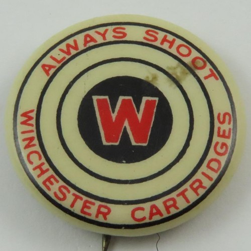 VINTAGE WINCHESTER SHOTGUN CARTRIDGE HUNTING ADVERTISING 7/8" PIN ...