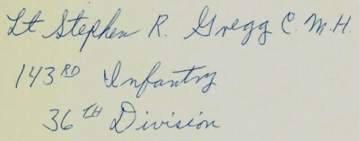 "Medal of Honor” Technical Sergeant Stephen R. Gregg Hand Signed 4X6 ...