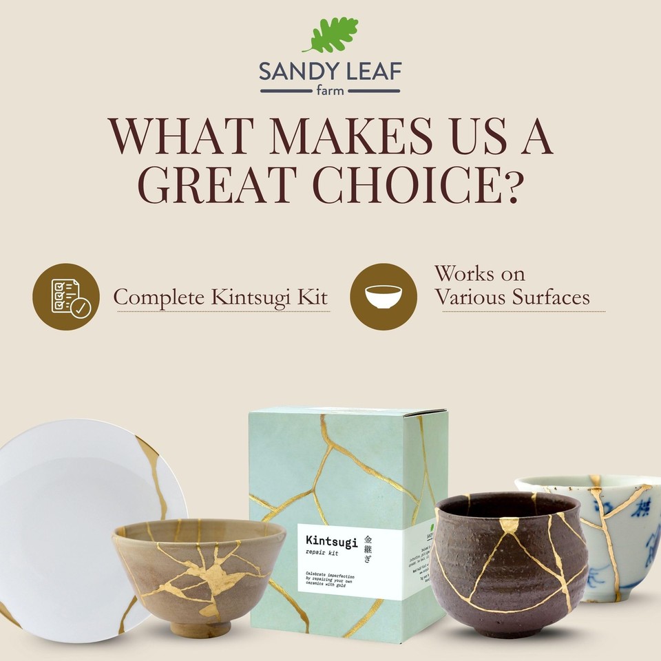 Sandy Leaf Farm Kintsugi Repair Kit Repair Your Own Ceramics with Gold ...