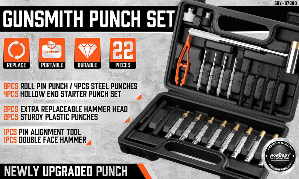 HORUSDY Punch Set and Hammer with Brass Hollow Steel Plastic Punches ...