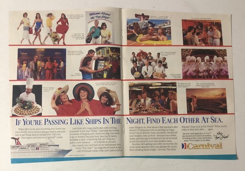 1990 Carnival Cruise 2 Page Vintage Print Ad pa24 | eBay