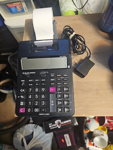 Casio Mini Desktop Printing Calculator HR-170RC Tested Works Accounting ...