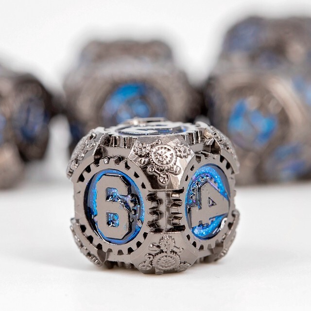 Sage's Artificer's Core Cerulean Essence Metal Polyhedral Dice Set ...