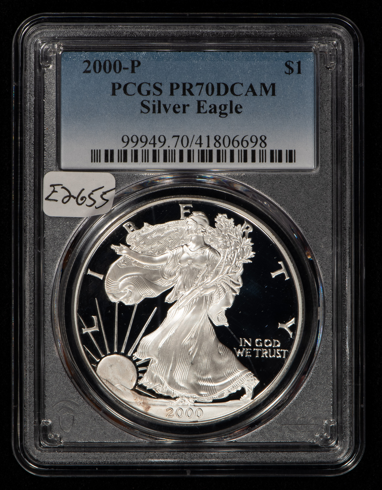 2000-P 1 oz Silver American Eagle Proof - Blue Label - PCGS PR 70 DCAM ...